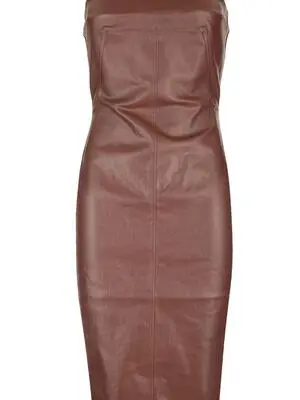 Rick Owens Long Coated Denim Bustier Dress - Brown