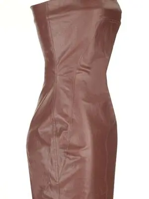 Rick Owens Long Coated Denim Bustier Dress - Brown