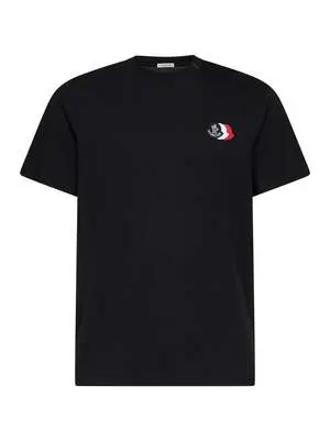 Moncler Black Cotton Jersey Logo T-shirt - Multicolor