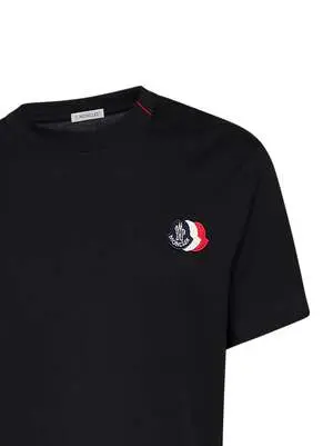 Moncler Black Cotton Jersey Logo T-shirt