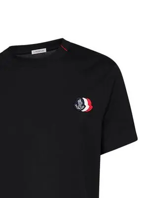 Moncler Black Cotton Jersey Logo T-shirt - Multicolor