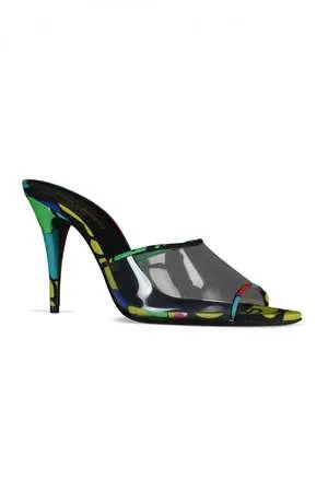 Saint Laurent Printed Canvas Lolita Mules - Multicolor