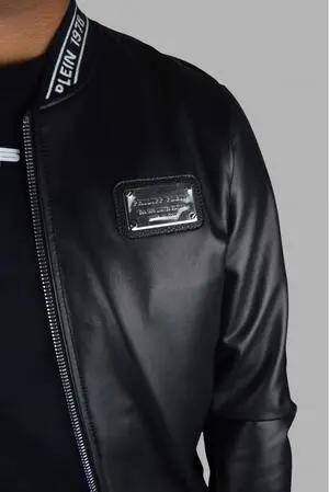 Philipp Plein Leather Bomber Jacket