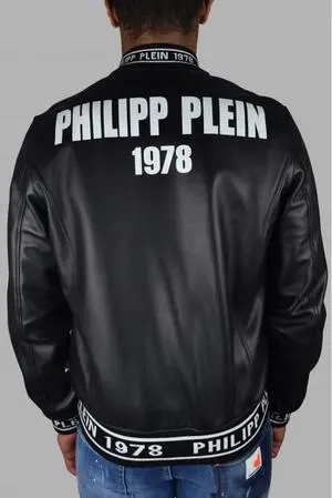Philipp Plein Leather Bomber Jacket