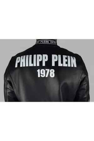 Philipp Plein Leather Bomber Jacket