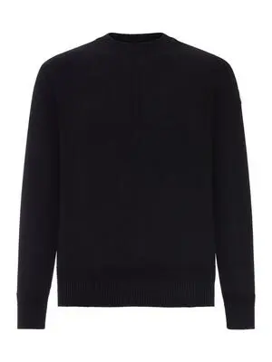 Moncler Cotton Sweater With Logo Patch - Black