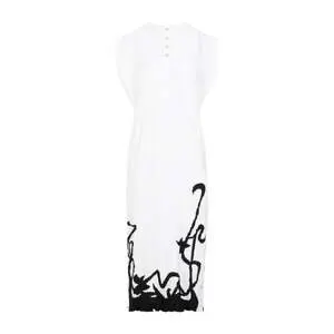 LANVIN Sleeveless Pleated Midi Dress - White