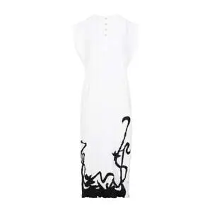 LANVIN Sleeveless Pleated Midi Dress - White