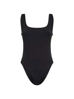 Burberry Black Lycra Swimsuit With Check Trims - Multicolor