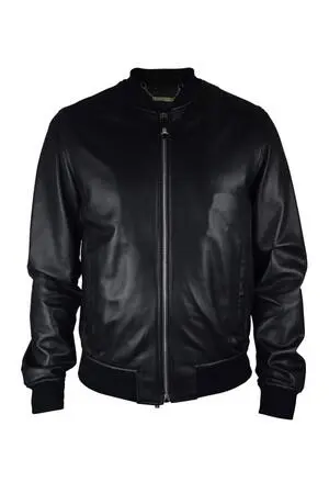 Philipp Plein Leather Bomber Jacket - Black