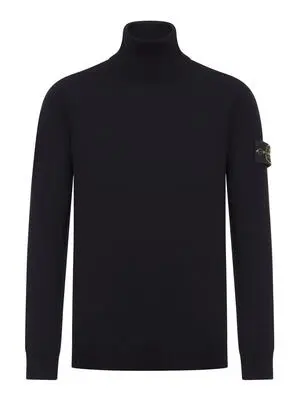 Stone Island Compass Logo Turtleneck Sweater - Black