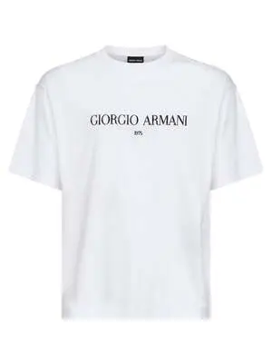 Giorgio Armani Ivory Cotton Interlock Jersey T-shirt - Multicolor