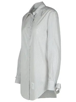 Thom Browne Long Shirt In Grey Silk Blend - Gray