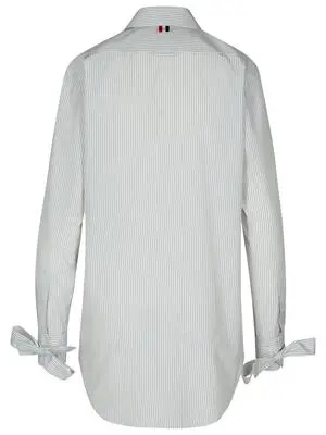 Thom Browne Long Shirt In Grey Silk Blend - Gray