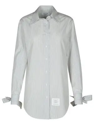 Thom Browne Long Silk Blend Shirt - Gray