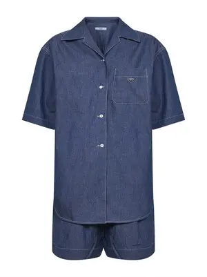 Prada Cotton And Linen Denim Detachable Playsuit - Multicolor