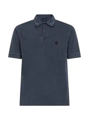 Herno Blue Cotton Pique Logo Polo Shirt - Multicolor