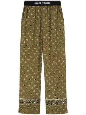 Palm Angels Straight Paisley Print Pants - Green