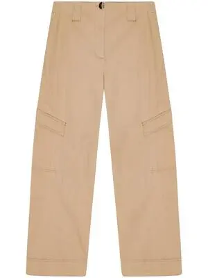GANNI Cotton Canvas Cargo Trousers - Cream