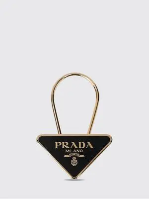 Prada Metal Key Ring With Triangular Logo - Gold