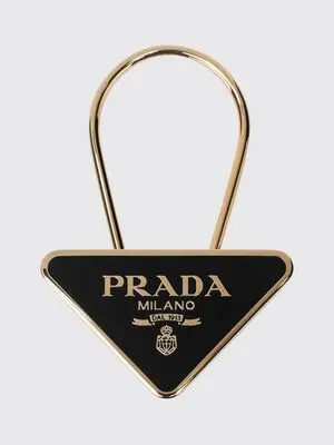 Prada Metal Key Ring With Triangular Logo - Gold