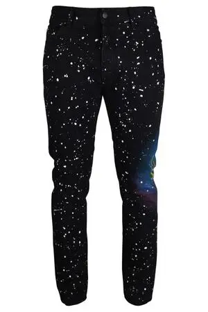 Palm Angels Paint Splatter Straight Denim Jeans - Black