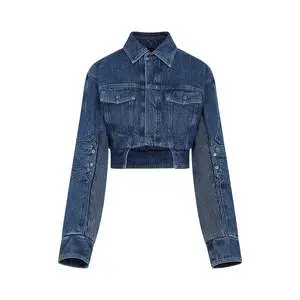 Off-White Motorcycle Hole Crop Jacket - Blue