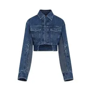 Off-White Motorcycle Hole Crop Jacket - Blue