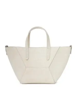 Brunello Cucinelli Mini Suede Bag With Shoulder Strap - Cream