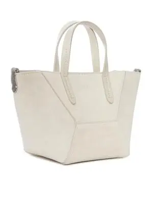 Brunello Cucinelli Mini Suede Bag With Shoulder Strap - Cream