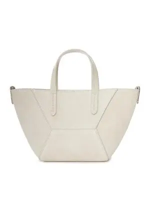Brunello Cucinelli Mini Suede Bag With Shoulder Strap - Cream