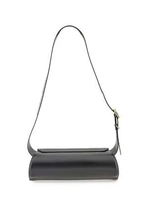 JIL SANDER Small Cannoli Leather Shoulder Bag - Black