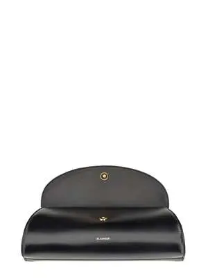 JIL SANDER Small Cannoli Leather Shoulder Bag - Black