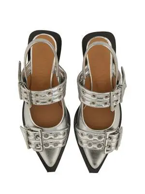 GANNI Metallic Ballerina Flats