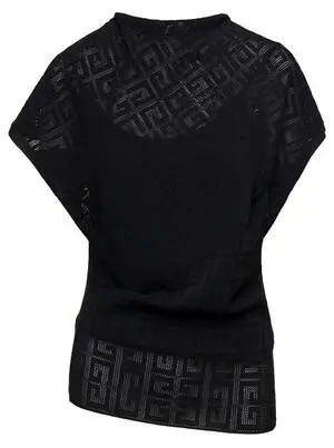 Givenchy Black Top With Draped Neckline In Viscose - Multicolor