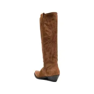 GOLDEN GOOSE Stitched Pattern Suede Boots - Brown