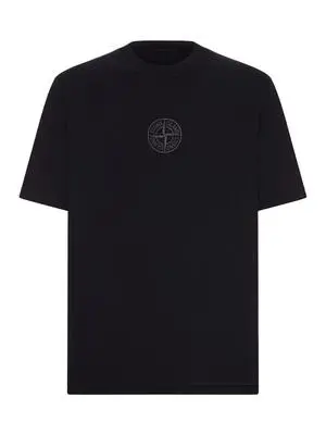 Stone Island T-shirt With Compass Logo Print - Black