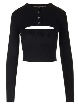 Alexander Wang Ribbed Stretch Viscose Twin-set Top