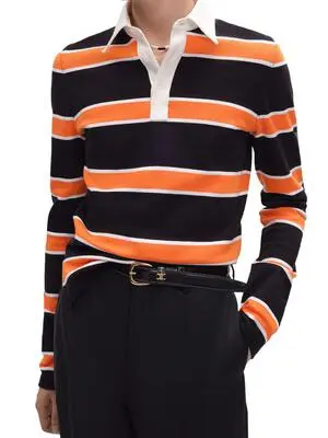 Celine Striped Cotton Jersey Polo