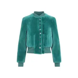 Alexander McQueen Cropped Shearling Bomber Jacket - Green