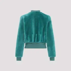 Alexander McQueen Cropped Shearling Bomber Jacket - Green