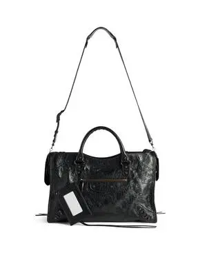 Balenciaga Arena Lambskin Le City Media Bag - Black