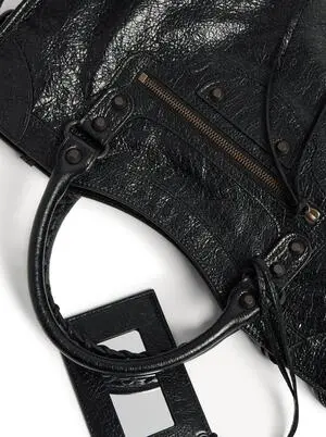 Balenciaga Arena Lambskin Le City Media Bag - Black