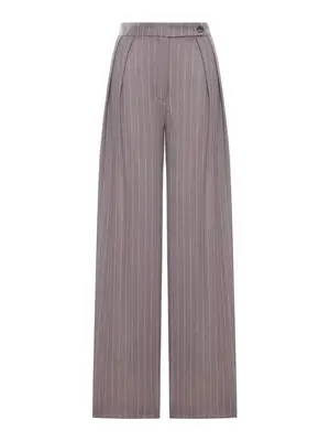 Dries Van Noten Wide-leg Pinstriped Fabric Trousers With Pleats - Purple