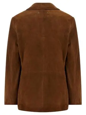 GOLDEN GOOSE Robyn Waxed Suede Single-breasted Jacket