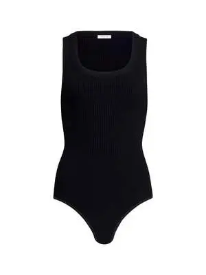 Alaïa Sleeveless Ribbed Knit Bodysuit - Black