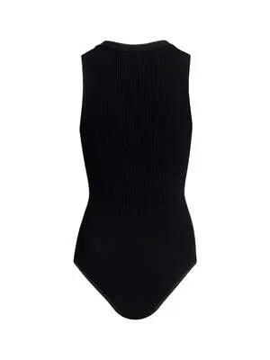 Alaïa Sleeveless Ribbed Knit Bodysuit - Black