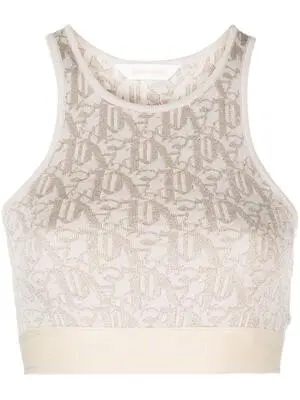 Palm Angels Lurex Knit Top - White