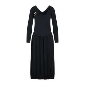 LANVIN Ls Drape Midi Dress - Black