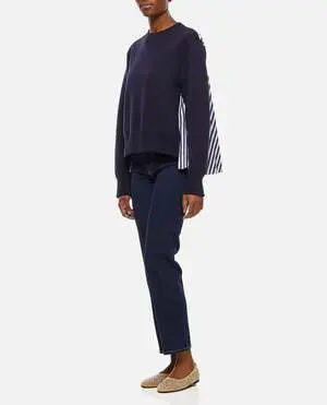 Sacai Sweatshirt With Pleated Fabric Back - Multicolor
